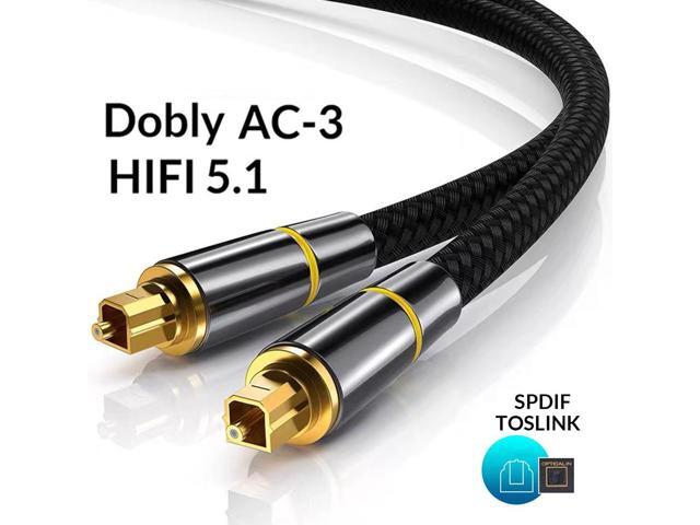 Optical Audio Cable,ESTONE 16ft Optical Cable [Braided, Slim Metal Case ...