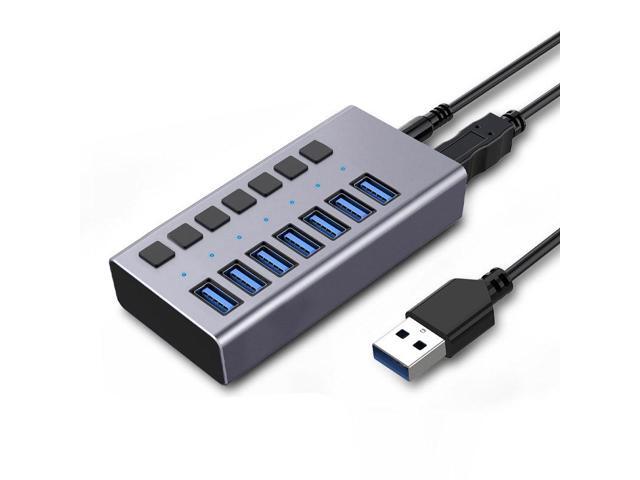 USB 3.0 Hub, 7 Port Powered USB Hub Expander Aluminum USB 3.0 Data Port ...