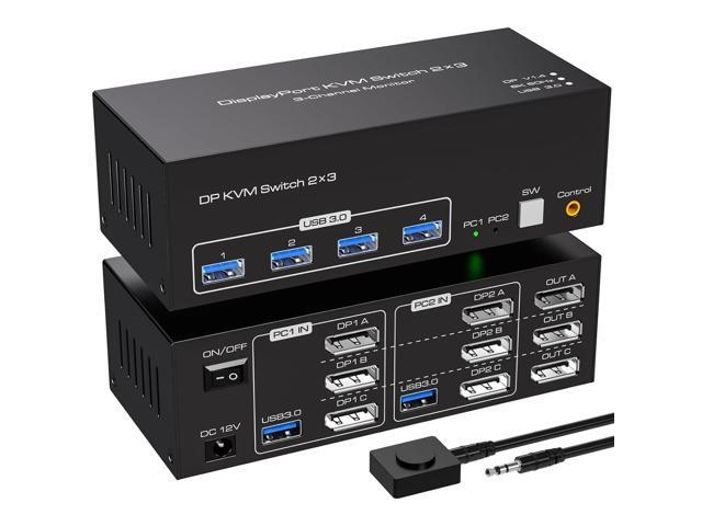 3port Displayport Triple Monitor KVM Switch 3 Monitors 2 Computers 8K ...