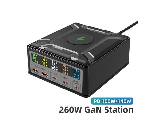 ESTONE 6-in-1 GaN USB C Charging Station(260W Max), 15W Wireless ...