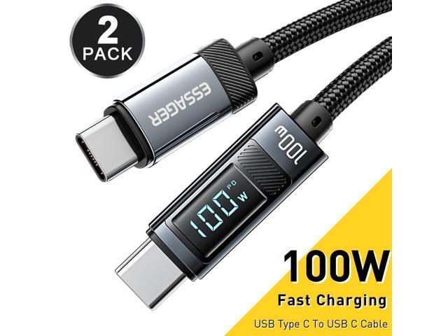 ESTONE LED Display USB C to USB C Cable (6.6ft 100W, 2-Pack), Type C ...