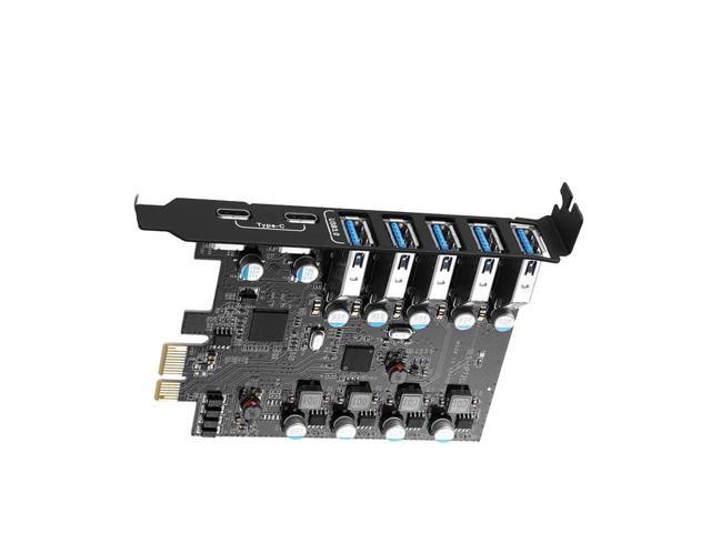 ESTONE PCI-E to USB 7-Port((2*USB C - 5*USB A)) Expansion Card,PCI Express USB Add in Card ...