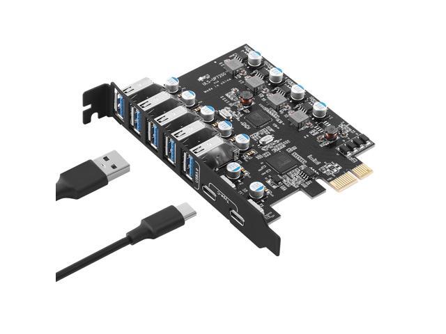 ESTONE PCIE to USB Expansion Card, 7-Port (5X USB 3.0 A,2X USB C ...