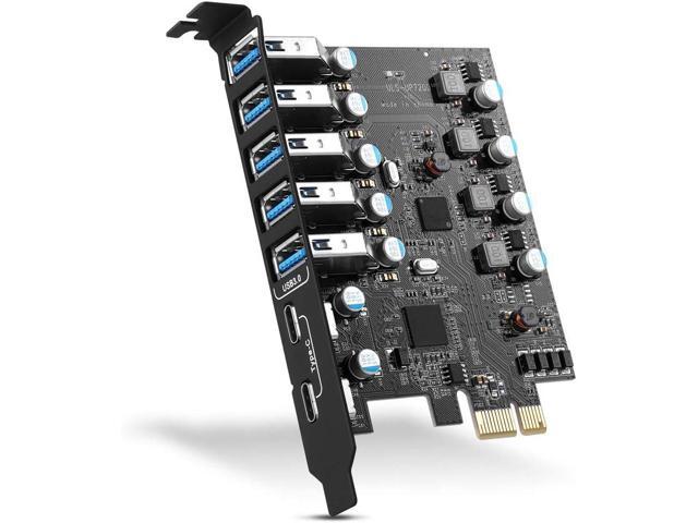 ESTONE (5X USB 3.0 A,2X USB C) 7 Port PCIE Expansion Card, USB 3.0 ...