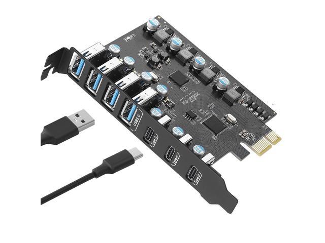 ESTONE PCI Express Expansion Card, USB 3.0 7 Port Front Expansion Card, Connect 7 Devices ...
