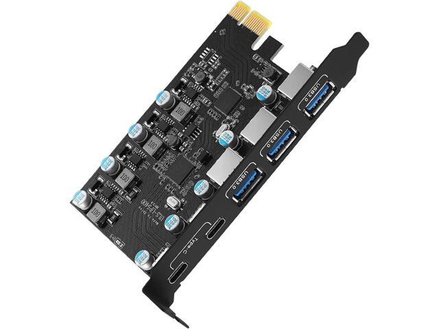 ESTONE PCI Express Expansion Card, USB 3.0 5 Port Front Expansion Card, Connect 7 Devices ...