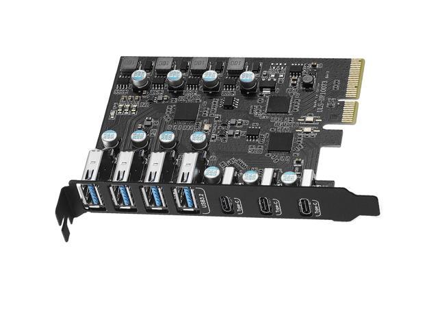 ESTONE PCI-E to 10Gbps USB3.2 7-Port(3*USB C - 4*USB A) Expansion Card,PCI Express USB Add in ...