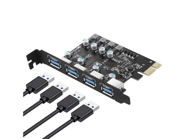 ESTONE PCIe USB 3.2Gen 1 Card 4 Ports (4X 4 USB A 3.0) Expansion Card ...