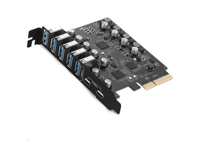 ESTONE PCI Express Expansion Card, USB 3.2 7 Port Front Expansion Card, Connect 7 Devices ...