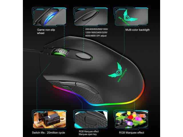 ZERODATE S700 Wired Gaming Mouse, RGB Spectrum Backlit Ergonomic Mouse ...