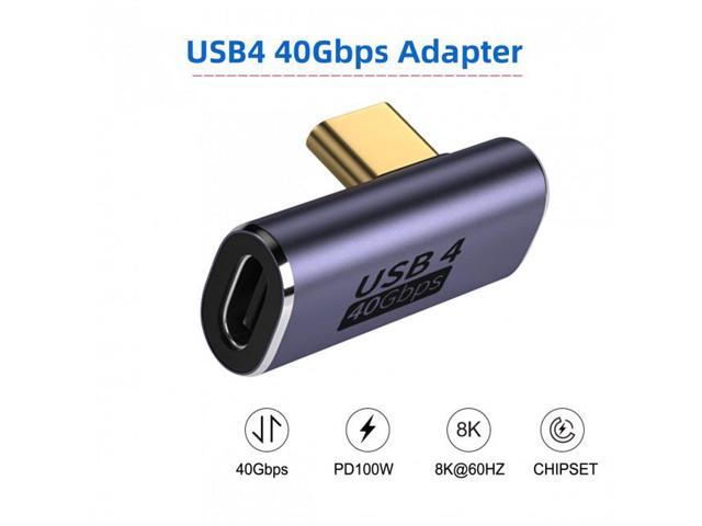 CY 40Gbps USB4 Type C Male to Female Low Profile Right Angled 100W Power Data 8K Video Adapter ...