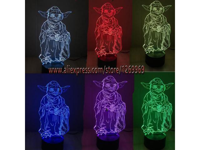New Star Wars 3d Bulbing Lamp Led Master Yoda Jedi Leader Night Light ...