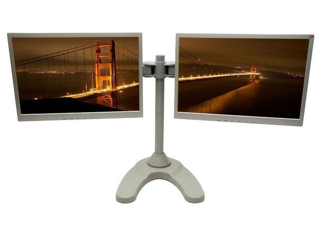Dual LCD Monitor Desk Stand/Mount Free Standing Adjustable 2 Screens up ...