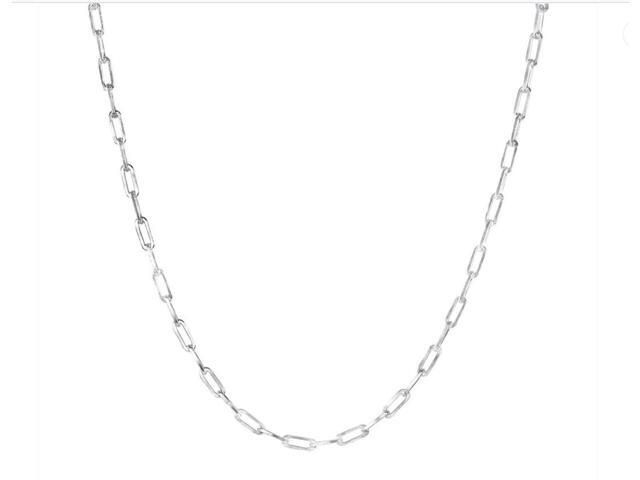 925 Sterling Silver Solid Paper Clip Chain 2mm, 18 Paperclip Necklace ...