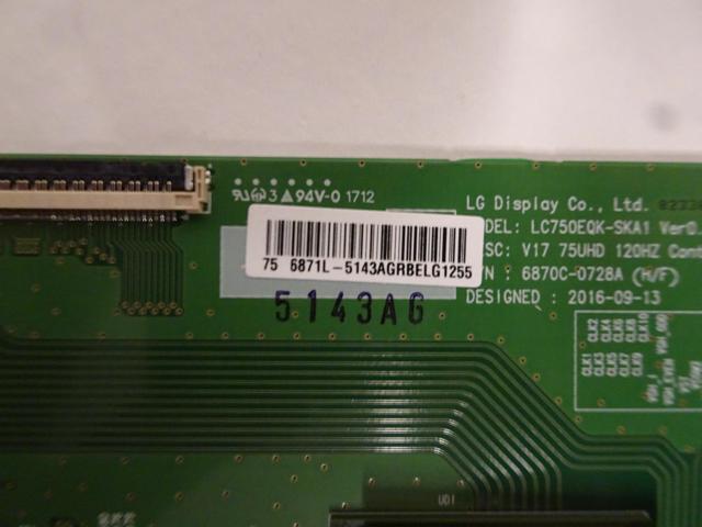 Sony XBR-75X850E T-Con Board (6871L-5143A) 1-897-120-21 - Newegg.com