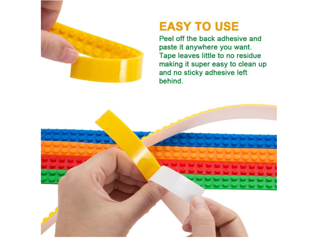 4 Colors Block Tape for Lego Bricks, Self Adhesive Baseplate Strips for ...