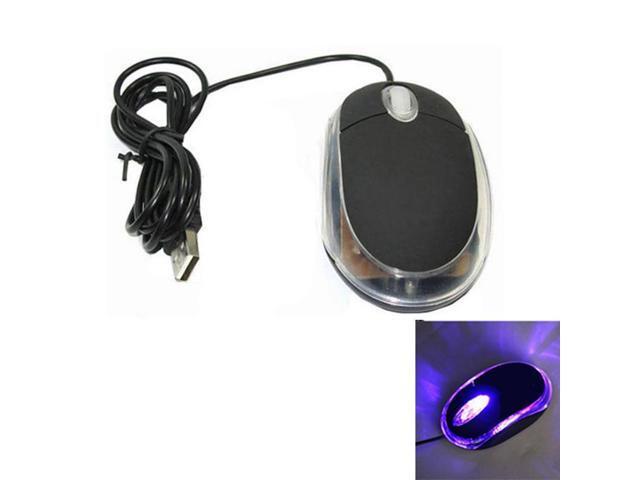 Black Mini 800DPI USB Optical 3D Mouse Scroll Wheel LED Light Mouse ...