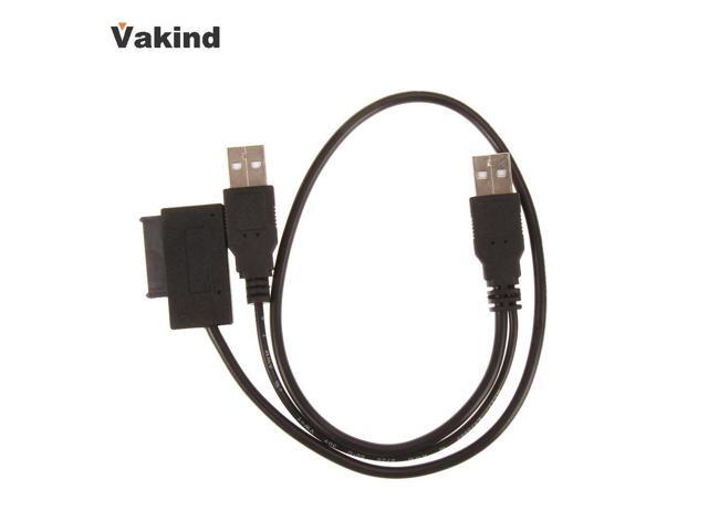 Black 43cm USB 2.0 to 13 Pin Male to Female Slim Optical Drive Adapter ...