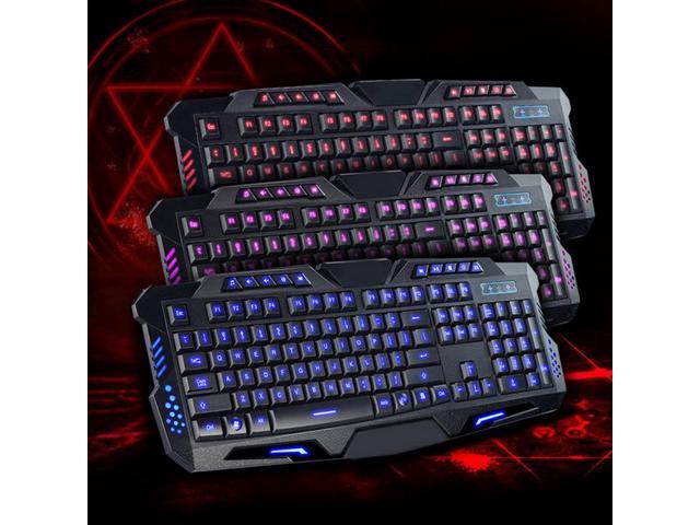 3 Colors Blue/Purple/Red Backlight Professional Gaming Keyboard USB ...
