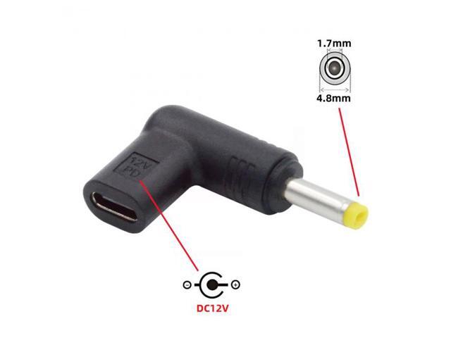 Cablecc USB 3.1 Type C USB-C Female to DC 12V 4.8x1.7mm Plug Adapter PD ...