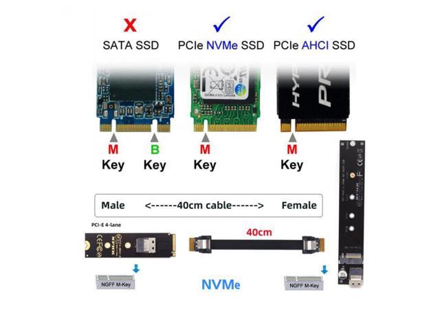 Cablecc NGFF M-Key NVME Male to Female Extension Cable 40cm with SFF ...