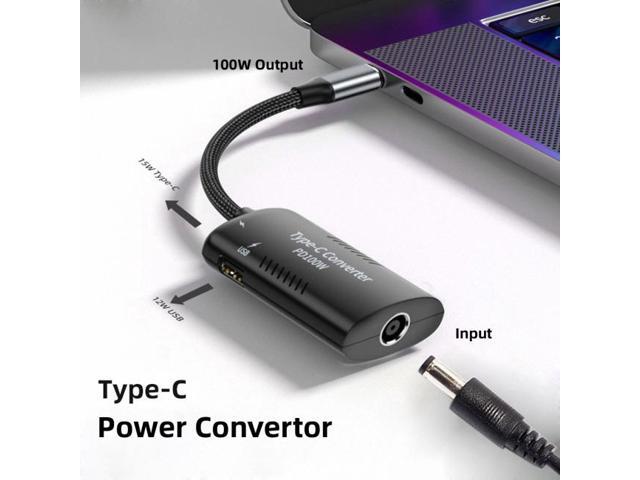 Cablecc DC Power 5.5x2.5mm 5.5x2.1mm Input to 100W Dual Type C USB-C and Type-A Output PD ...