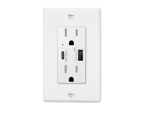USB Type C Outlet Receptacles 29W,GreenCycle 1PK 15Amp Type C/A Wall ...