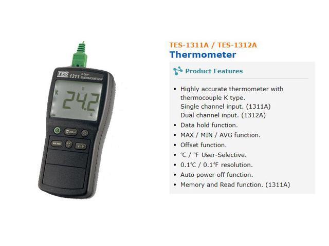 TES-1311A Thermometer Highly Accurate Thermometer With Thermocouple K ...