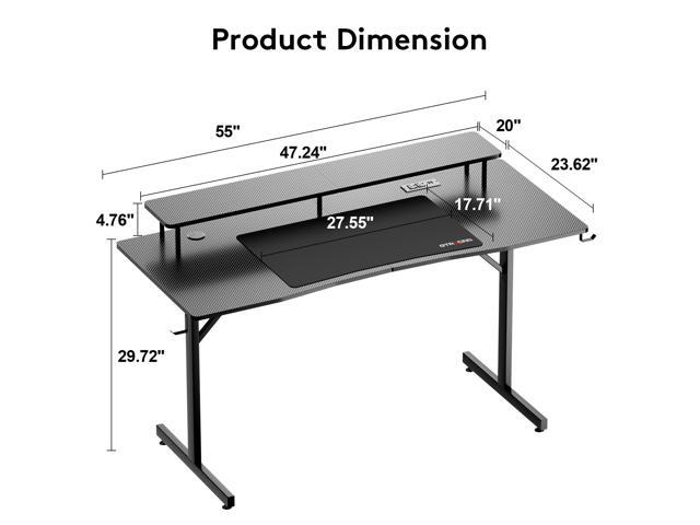 GTRACING 55 Inch Gaming Desk with LED Lights, Computer Gamer Desk with ...