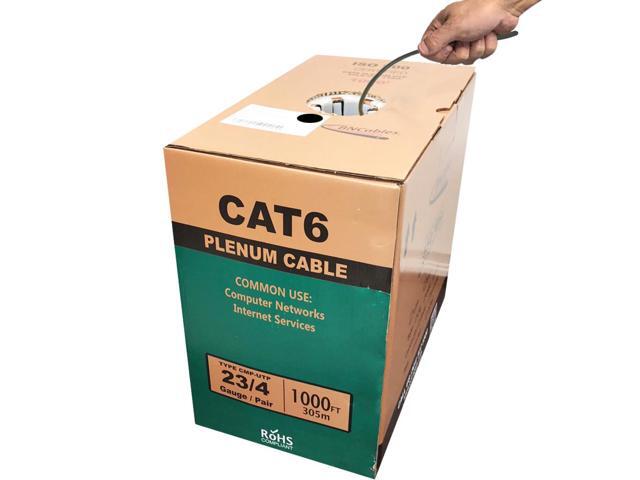 CAT6 Plenum (CMP) Cable, 1000FT | 23AWG 4Pair, Solid 550MHz Network ...