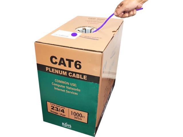 CAT6 Plenum (CMP) Cable, 1000FT | 23AWG 4Pair, Solid 550MHz Network ...