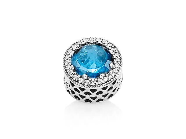 PANDORA Radiant Hearts Charm - Sky-Blue Crystal & Clear CZ - 791725NBS ...