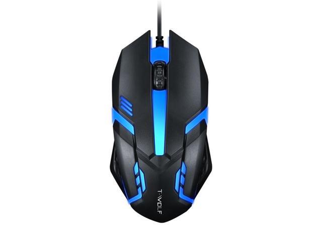 2 PCS T-WOLF V1 USB Interface 3-Buttons 1200 DPI Wired Mouse 7-Color ...