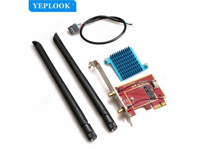 2 in 1 Wifi+Bluetooth PCIe 1x to M.2 NGFF WIFI Wireless Adapter Card ...