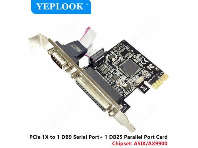 PCIe 1X to 1 Port DB9 RS232 Serial Port + 1 Port DB25 Parallel Port Expansion Card I/O PCI ...
