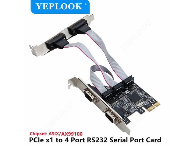 PCIe to 4 x Serial Port DB9 RS232 COM Expansion Card PCI Express X1 ...