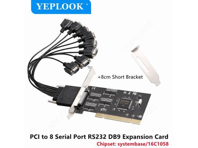 PCI to 8x Serial Port RS232 DB9 COM Expansion Card I/O Controller Riser ...