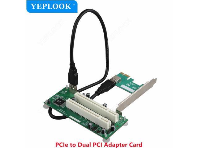 PCIe to Dual PCI Adapter Card with USB3.0 Cable 5Gbps, PCI-E x1 to PCI ...