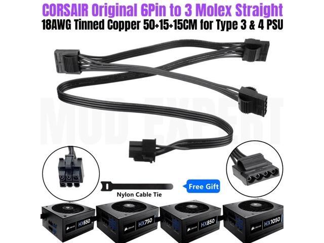 Original 6Pin to 3x Molex 4Pin PATA Perif HDD Floppy Drive Fan Power ...