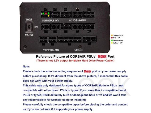 6Pin to 3 Molex IDE 4Pin Angled PATA Perif for Fan Optical Floppy HDD ...