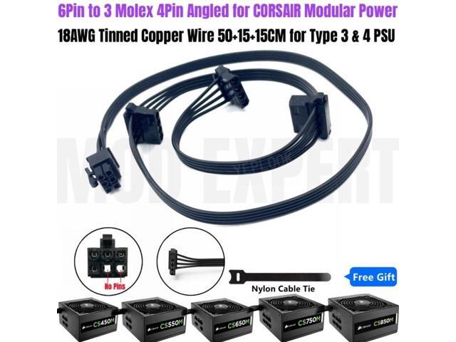 6Pin to 3 Molex 4Pin IDE/PATA Perif Floppy HDD Fan Power Cable for ...