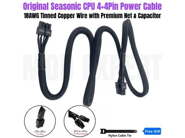 Original Seasonic CPU Modular Power Cable 8Pin to 4+4Pin Sleeved for ...