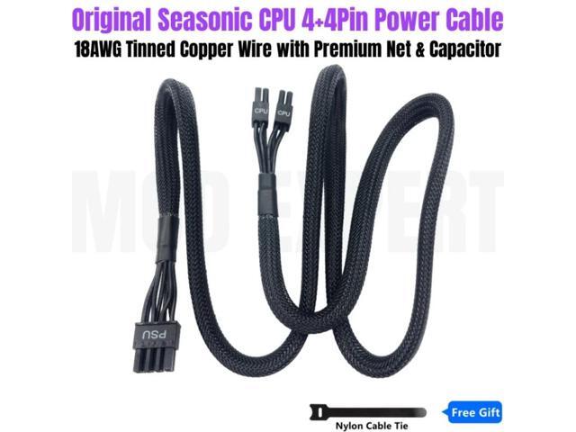 Original Seasonic 8Pin to 4+4Pin CPU Power Cable Sleeved Net for PRIME ...
