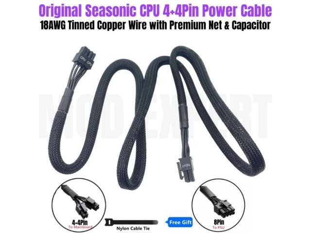 Original EPS CPU Power Cable 8Pin to 4+4Pin Sleeved for Seasonic X-1250 ...