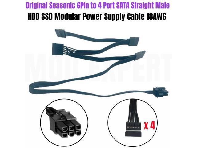 Original Seasonic 4 SATA Male Straight SSD HDD Modular Power Cable for ...