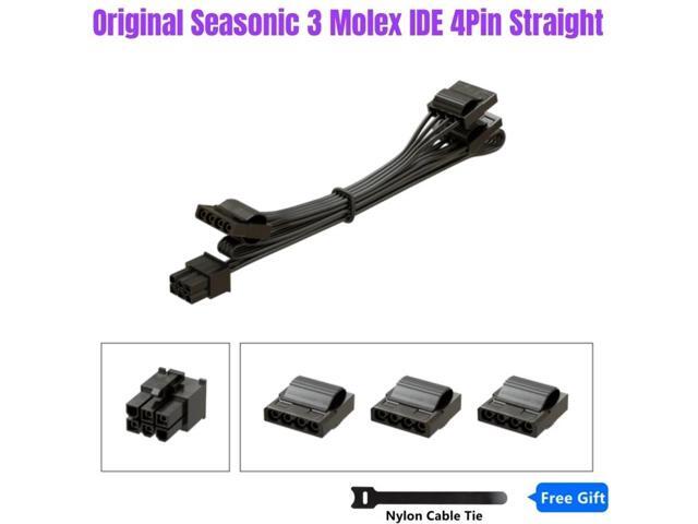 Original Seasonic 6Pin to 3 Molex IDE 4Pin Perif Straight Power Cable ...