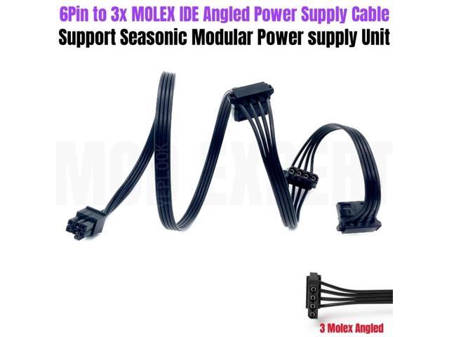 6Pin to 3 Molex IDE 4Pin Right Angle Peripheral Power Cable for ...