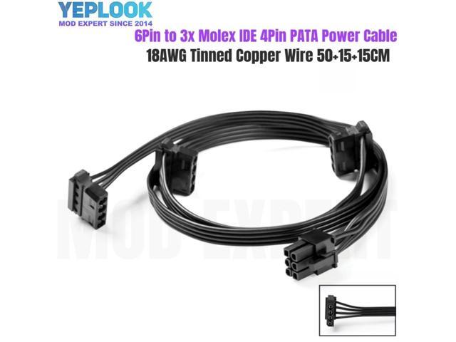 YEPLOOK 6Pin to 3x Molex 4Pin Angled IDE PATA Perif HDD Cooler Fan ...