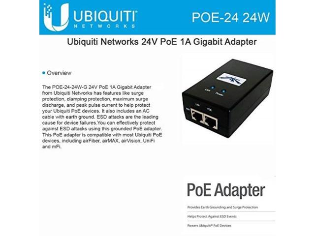 Ubiquiti Networks Power Over Ethernet Adapters, 24V DC @ 1.0A (POE-24 ...