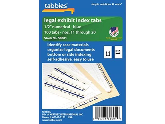 Tabbies Legal Index Tabs 11-20 100 Tabs/PK Blue Edge 58001 - Newegg.com
